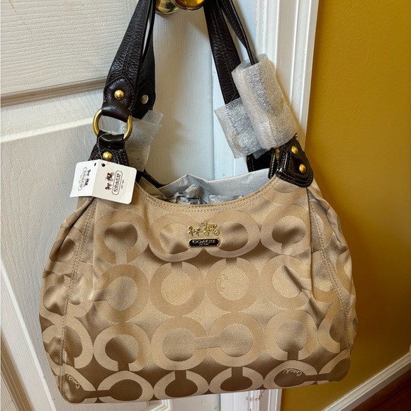 Bags | Coach Signature Bag Tan With Three Compartments Nwt | Poshmark